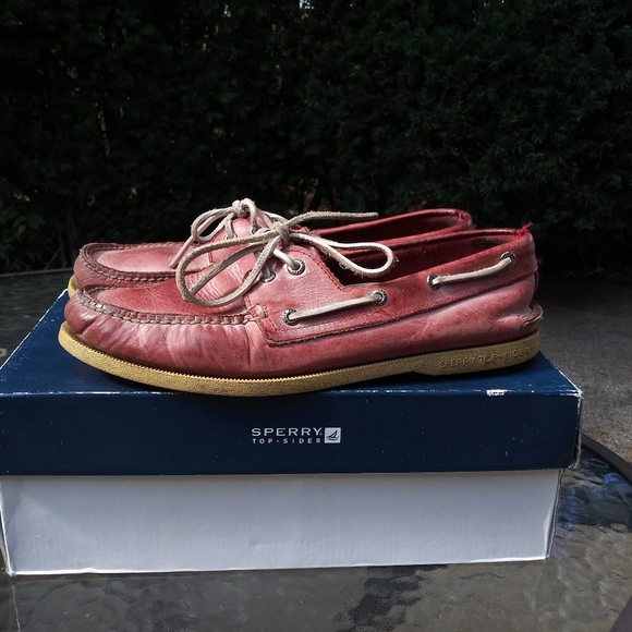 Sperry | Shoes | Sperry Ao White Wash Dark Red | Poshmark